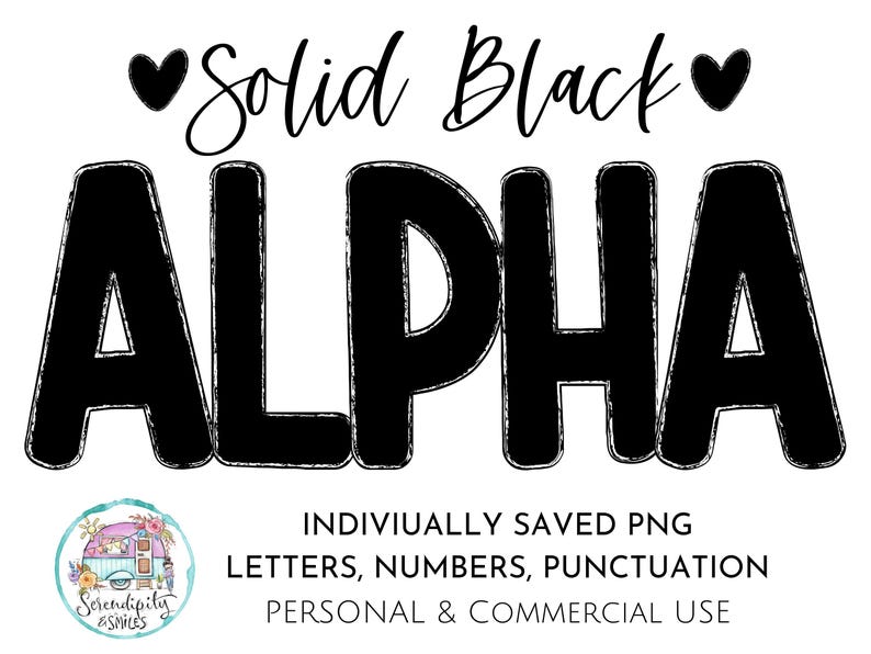 Solid Black Alphabet Set - PNG - Sublimation or Print - Digital ...