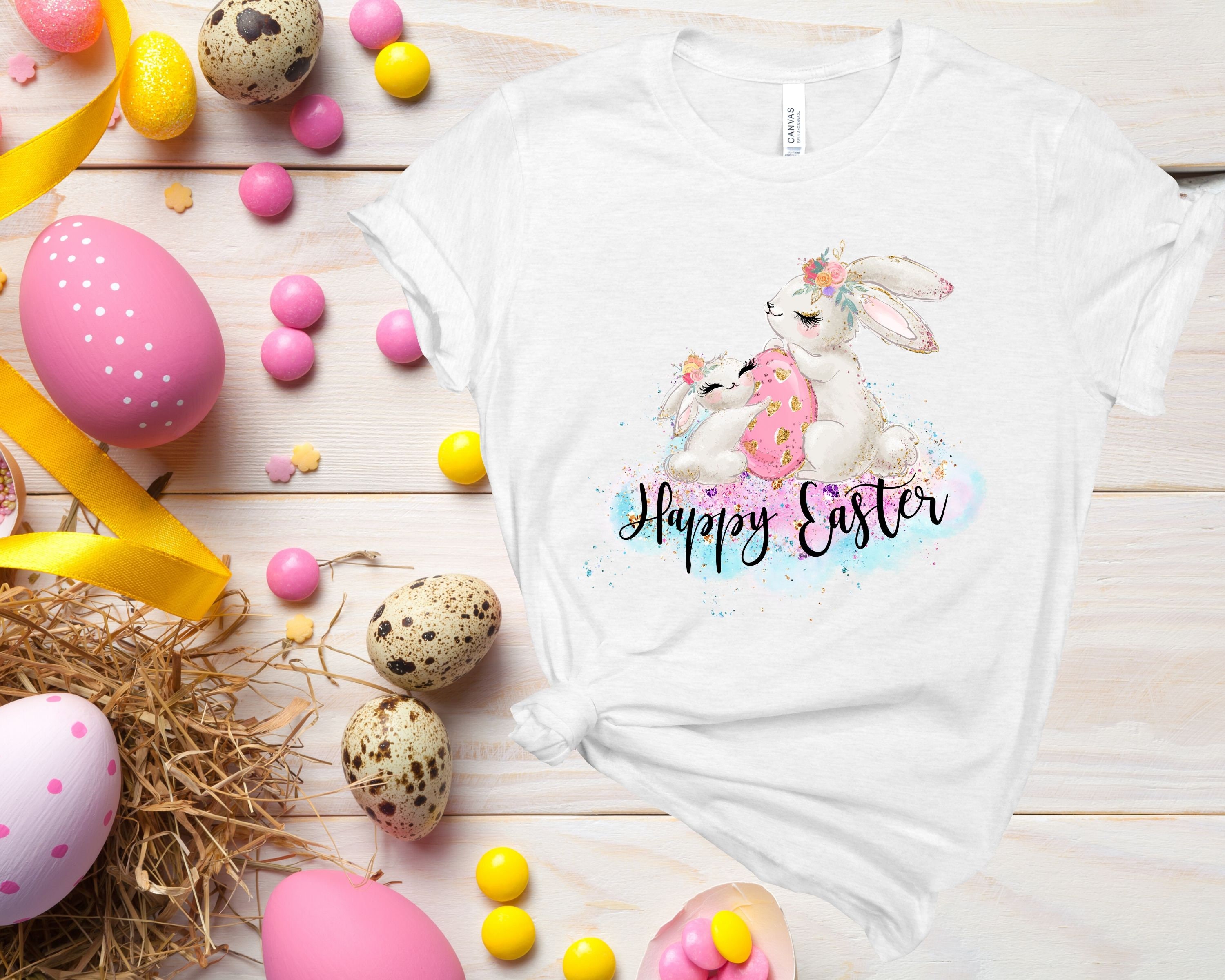 Happy Easter Bunnies PNG Sublimation Easter Spring | Etsy