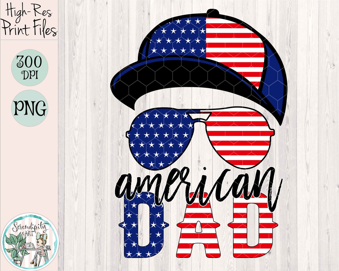 American Dad With Hat - Stars and Stripes - PNG - Sublimation - Digital ...