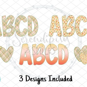 Peaches Doodle Alphabet Bundle 1 - 3 Design Sets - PNG - Sublimation or ...
