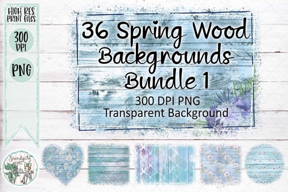 Spring Rustic Wood Background Bundle 1 PNG Elements Print | Etsy