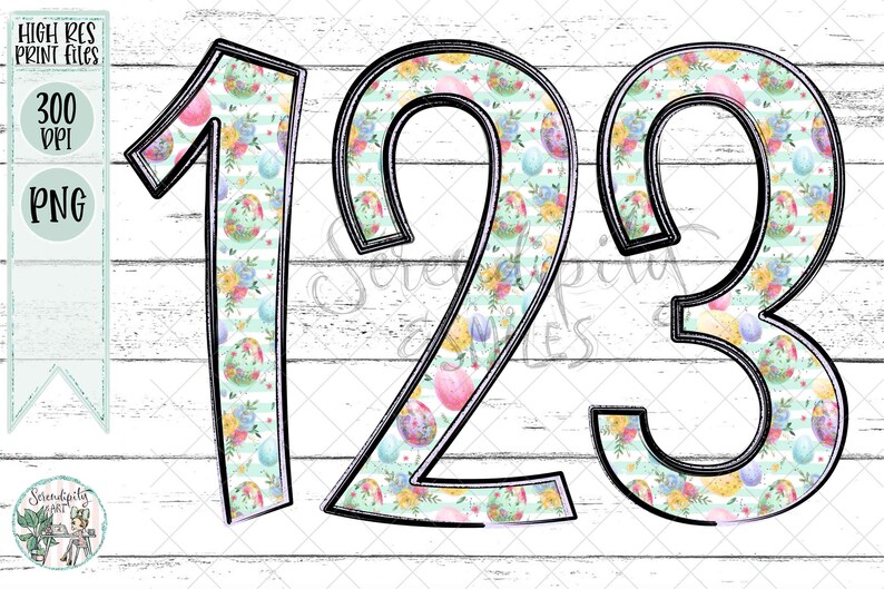 Doodle Numbers - Easter Egg - Glitter - PNG - Sublimation or Print ...