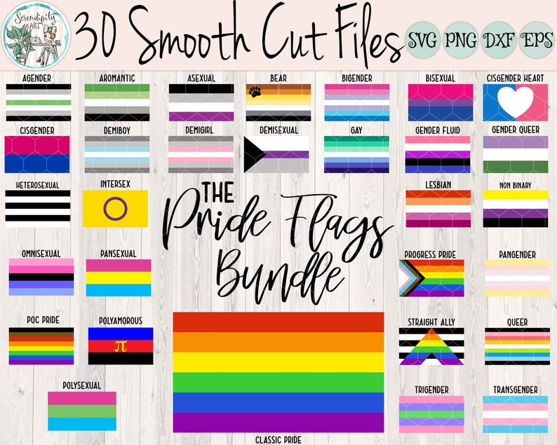 The Pride Flags Bundle - 30 Designs - SVG - PNG - Digital Cut Files ...