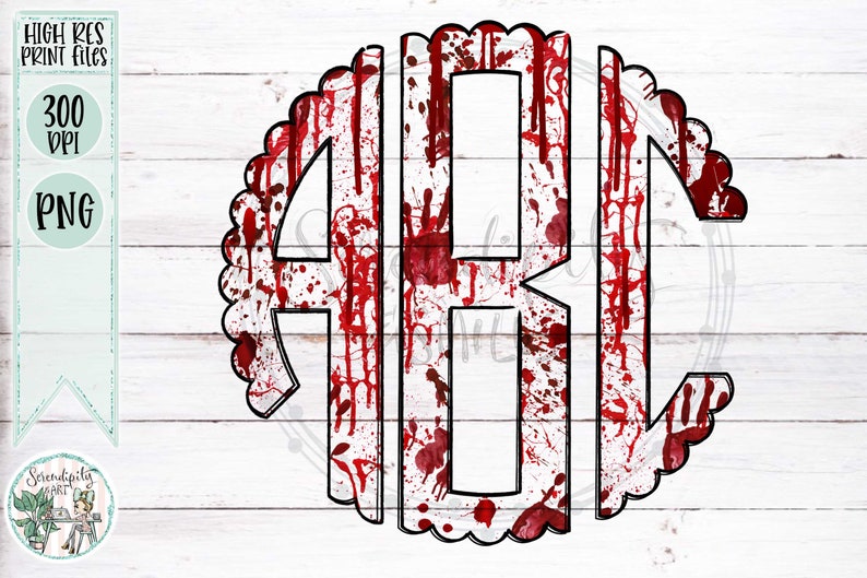 Bloody Doodle Scallop Monogram Alpha Set - PNG - Sublimation or Print ...