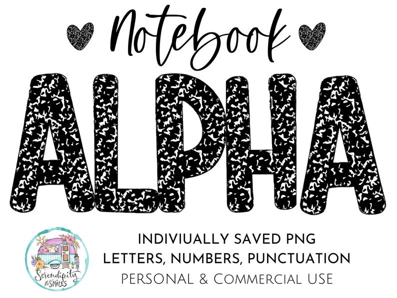 Notebook Doodle Alphabet Set - PNG - Sublimation or Print - Digital ...