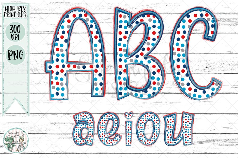 Patriotic Doodle Alphabet Set - Clipart Accessories Included - PNG ...