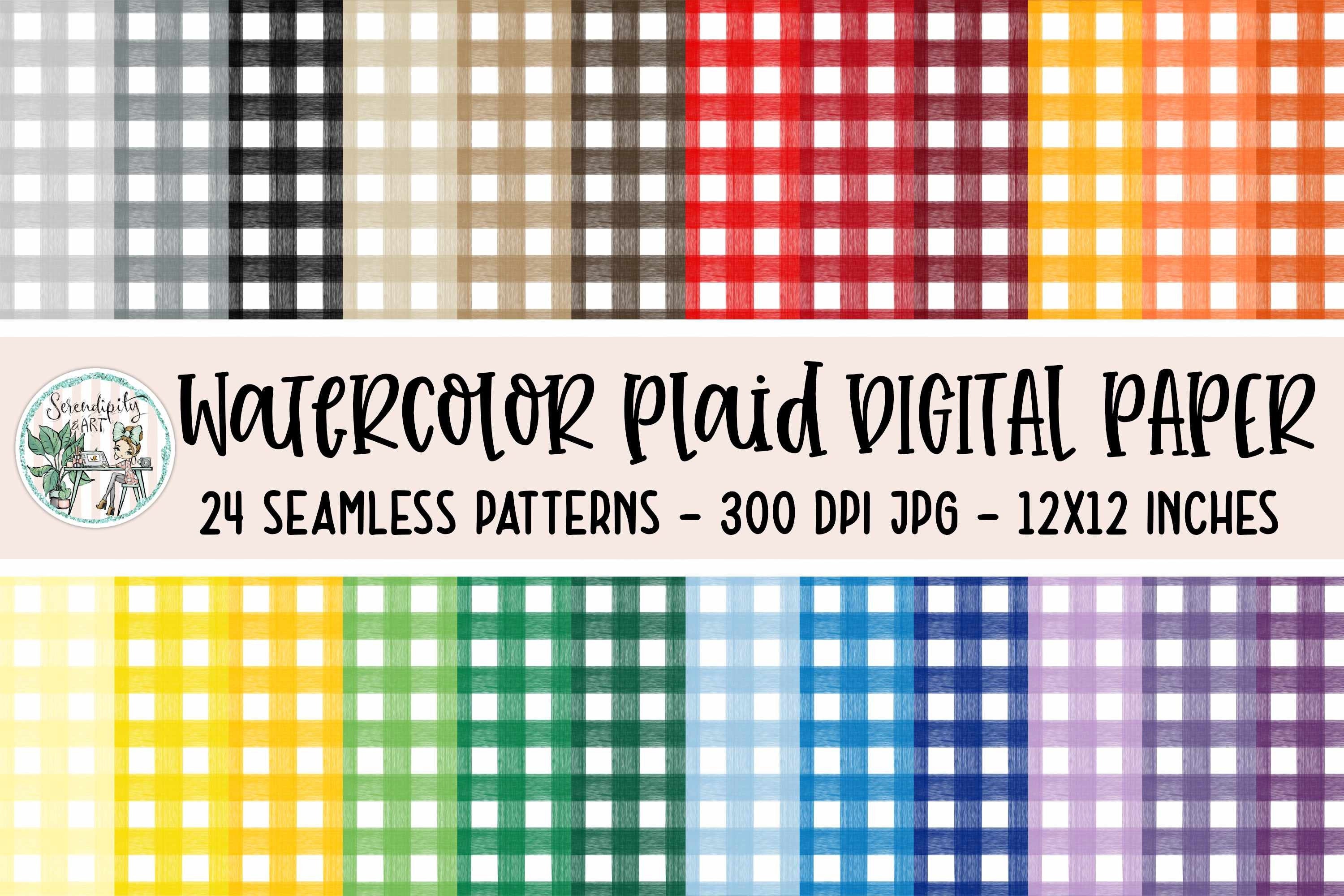 Watercolor Plaid Digital Paper Bundle 1 Transparent - Etsy