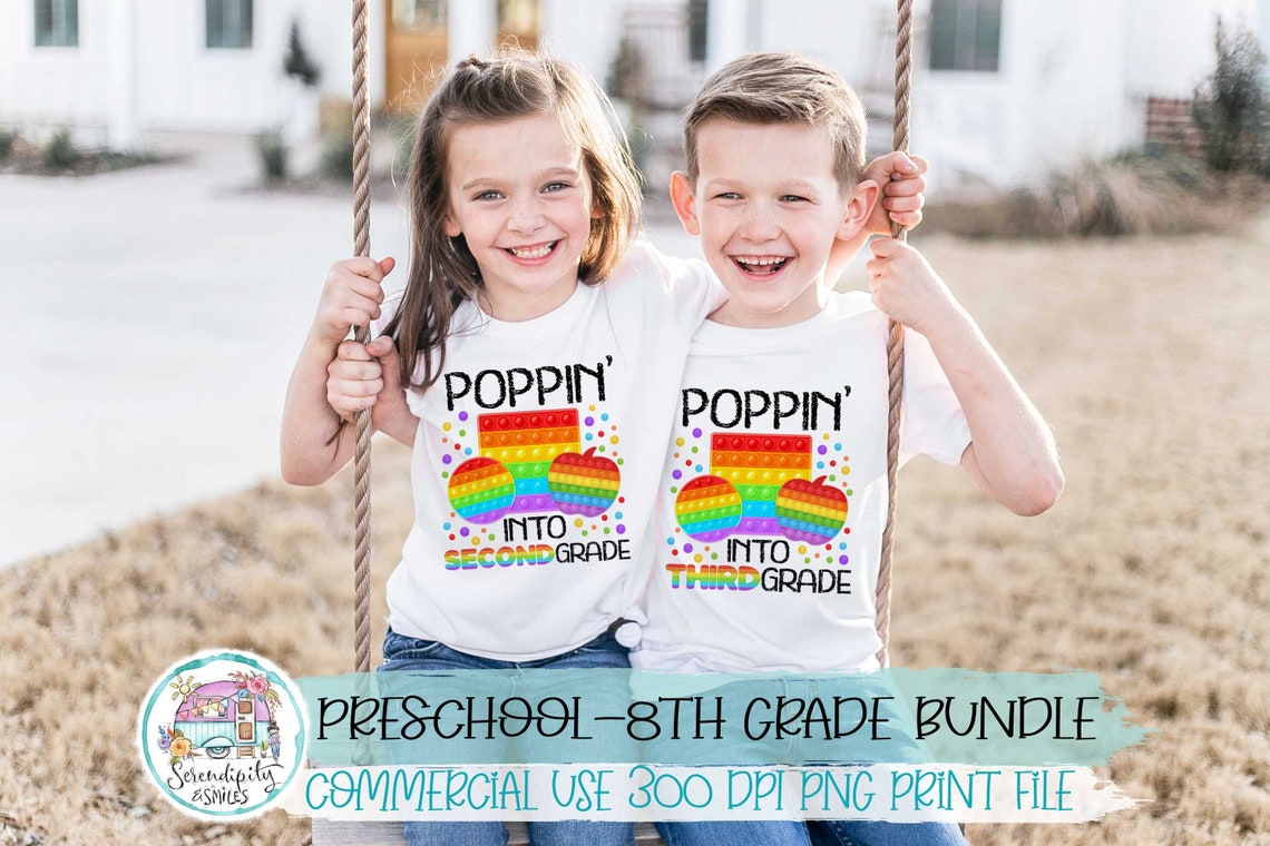 Poppin' Into School Bundle - Preschool - 8th Grade - PNG - Sublimation ...