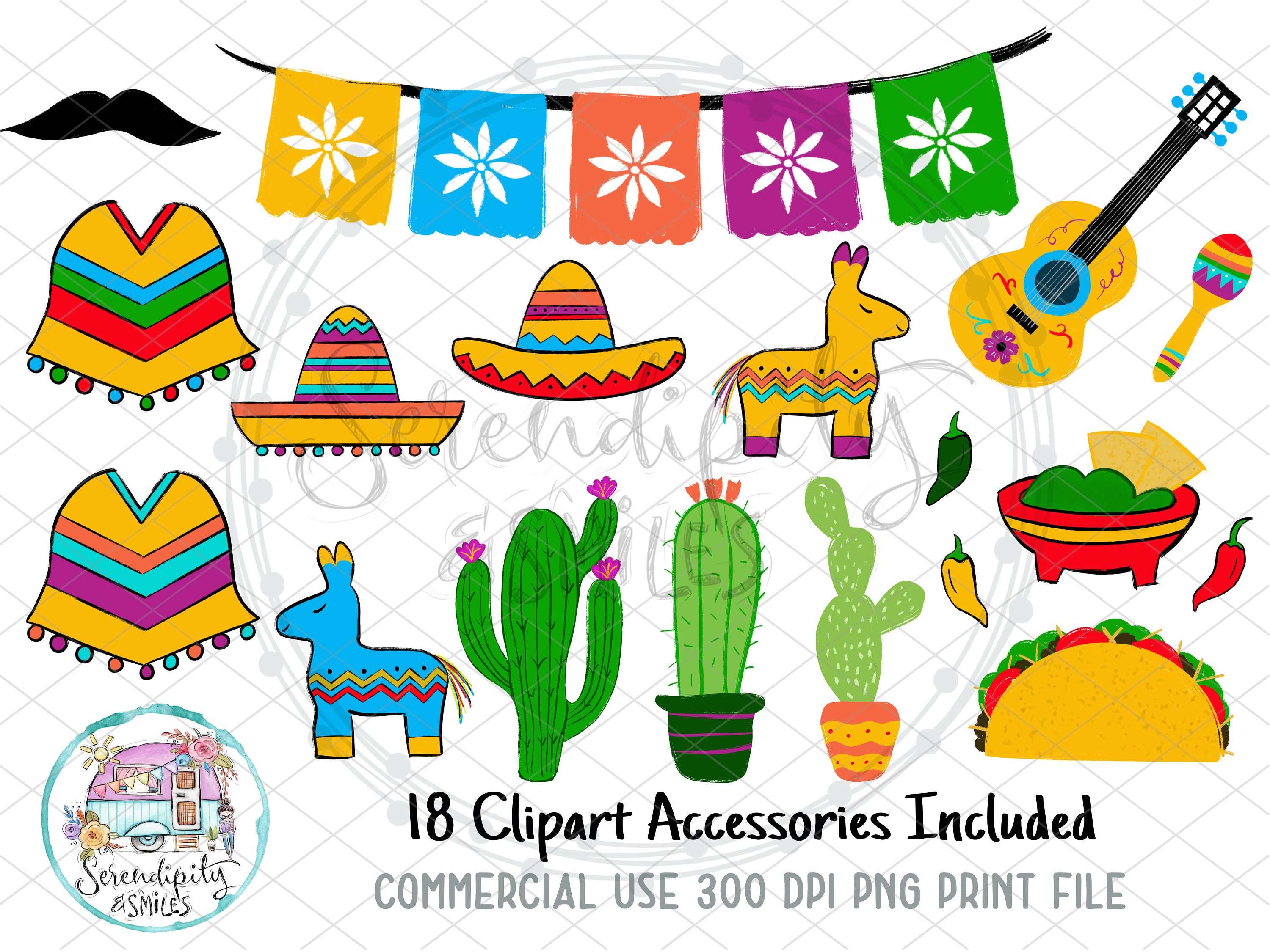 Fiesta Doodle Alphabet Set - Clipart Accessories Included - PNG ...