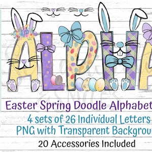 Easter Spring Doodle Alphabet Set - Accessories Included - PNG ...