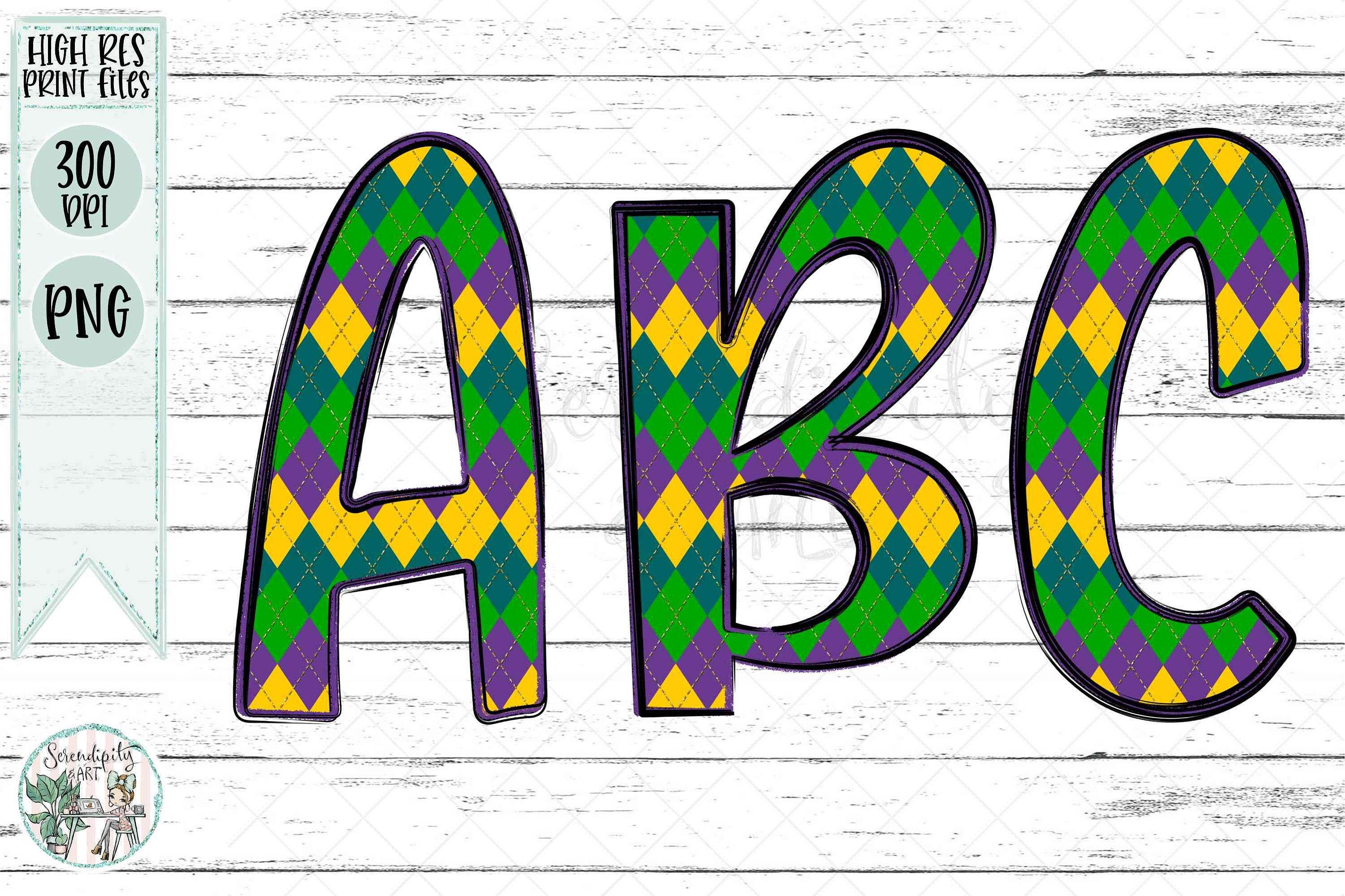 Mardi Gras Doodle Alphabet Set Accessories Included PNG | Etsy