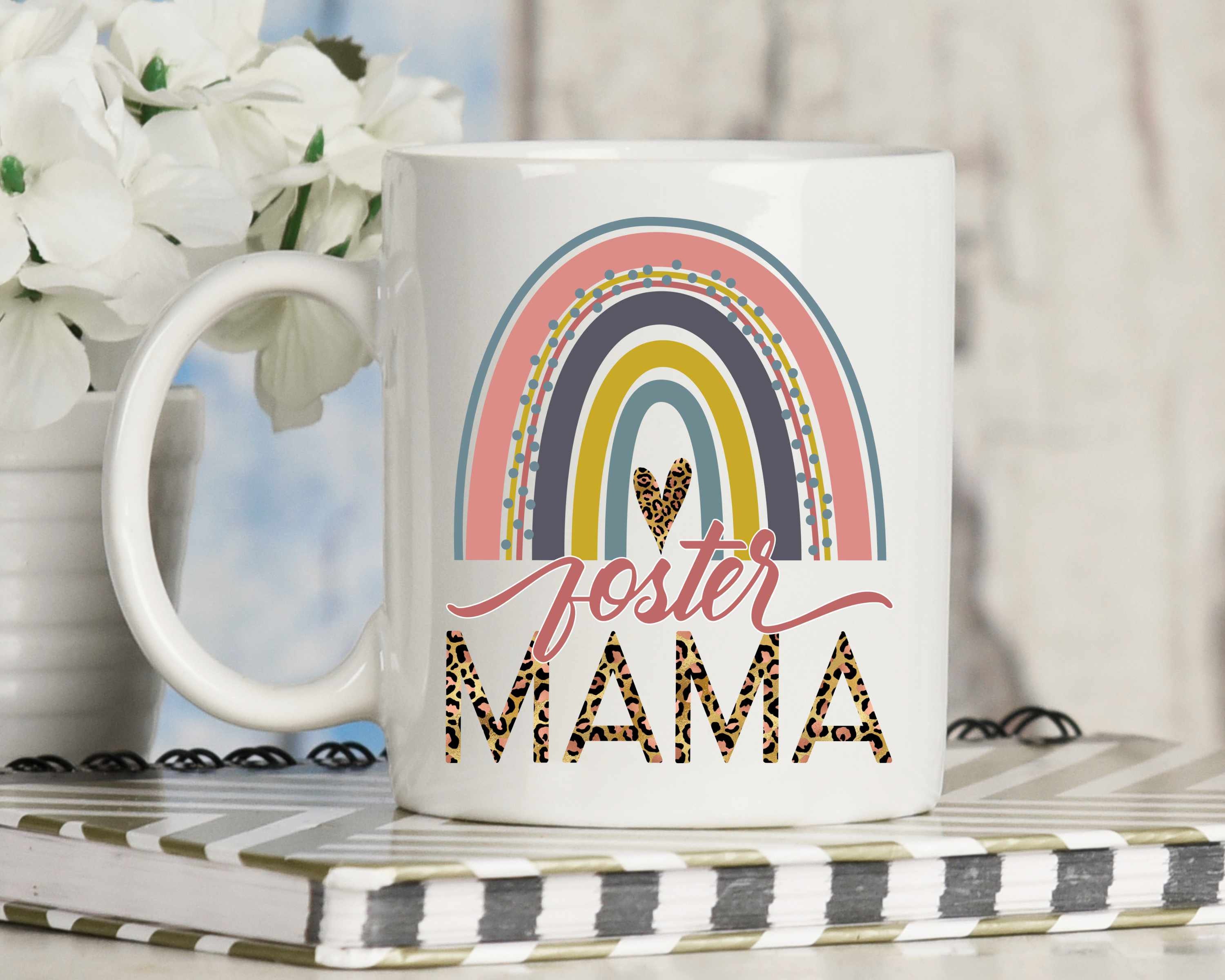 Foster Mama - Boho Rainbow Leopard Print - Foster Care - PNG Printable ...