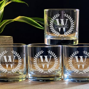 Monogram Whiskey Glasses - Monogrammed Wine Glass Set - Monogram Pint ...