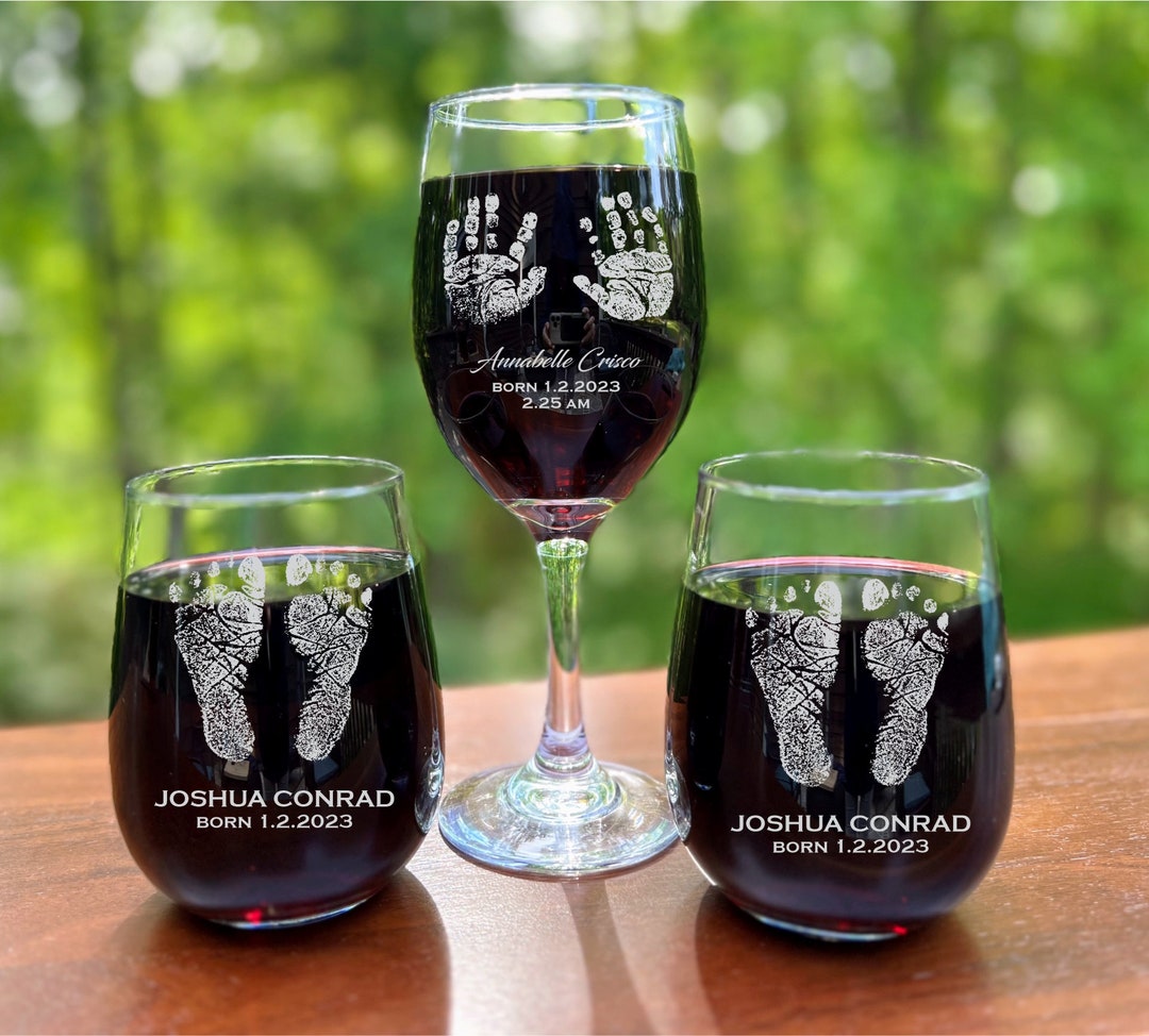 Baby Footprints - Engraved Baby Footprints Glass - Father's Day Glass ...