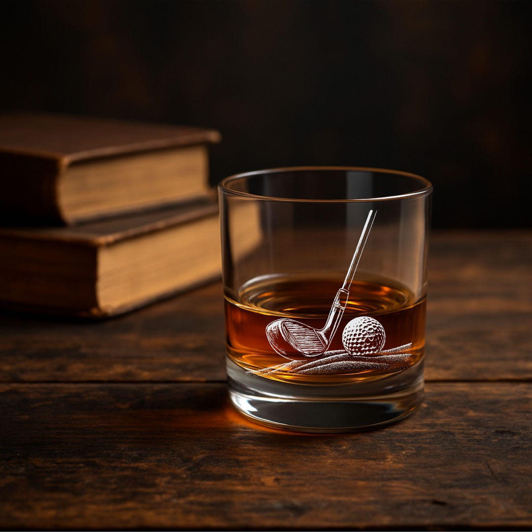 Etched Golf Whiskey Glass: Golfer Gift - Etsy