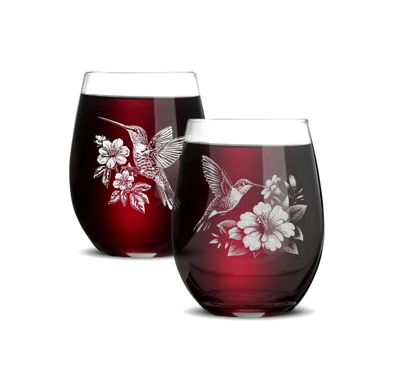 Engraved Hummingbird Wine Glass: Unique Nature Lover Gift - Etsy