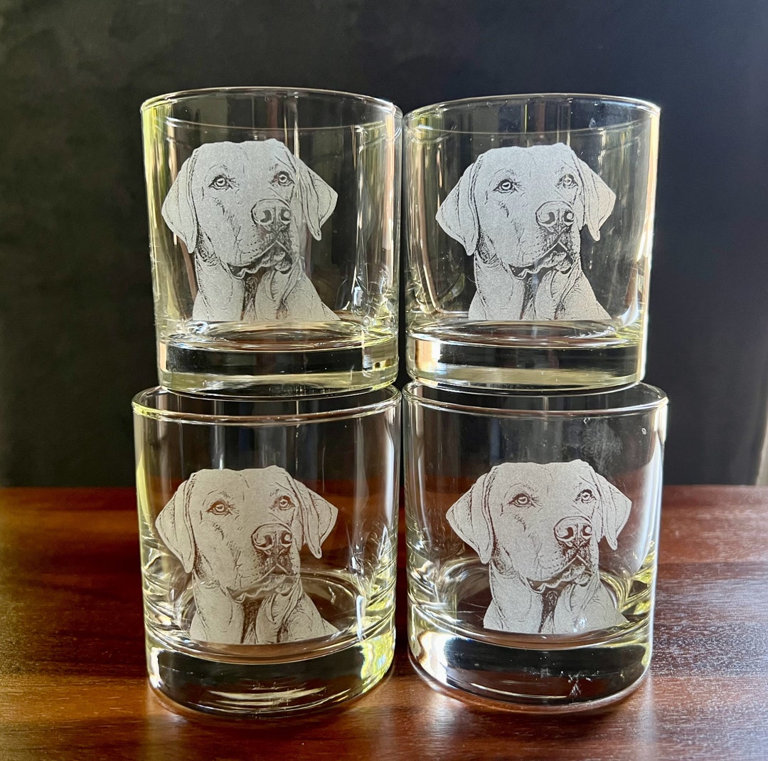 Etched Labrador Photo - Set of 4 Labrador Photo Whiskey Glass ...