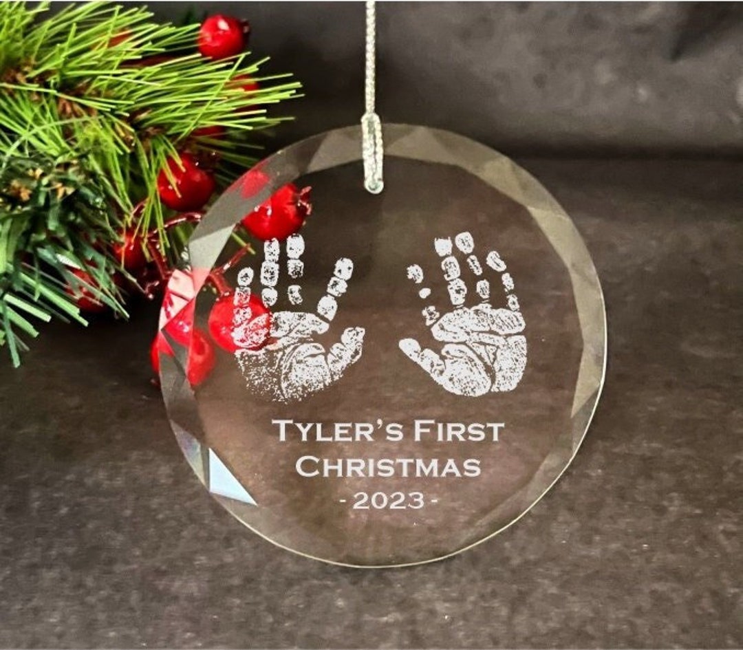 Baby's First Christmas Baby Handprint Ornament Custom Baby Gift Etched ...