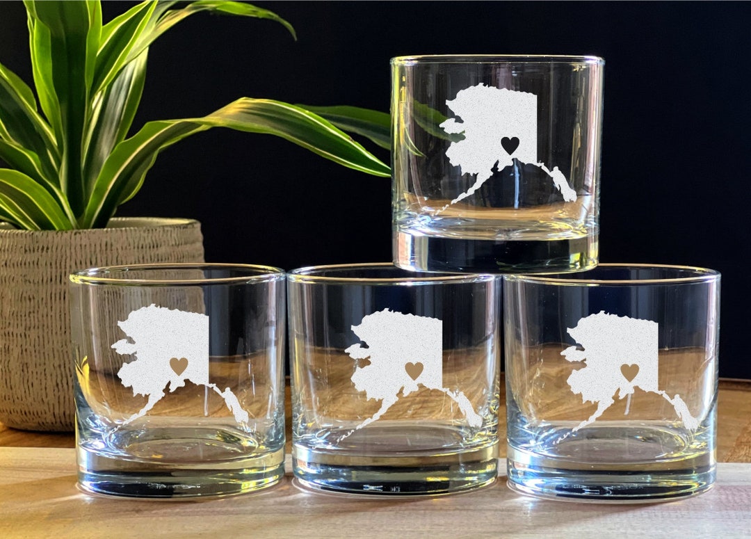 Alaska Whiskey Glass Alaska Wine Glasses Alaska Themed Etsy