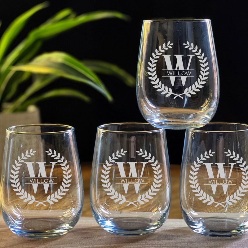 Monogram Wine Glass - Etsy