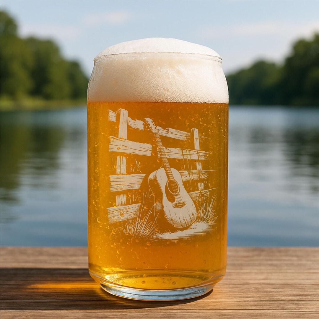 Engraved Acoustic Guitar Pint Glass: Custom Musician Gift - Etsy
