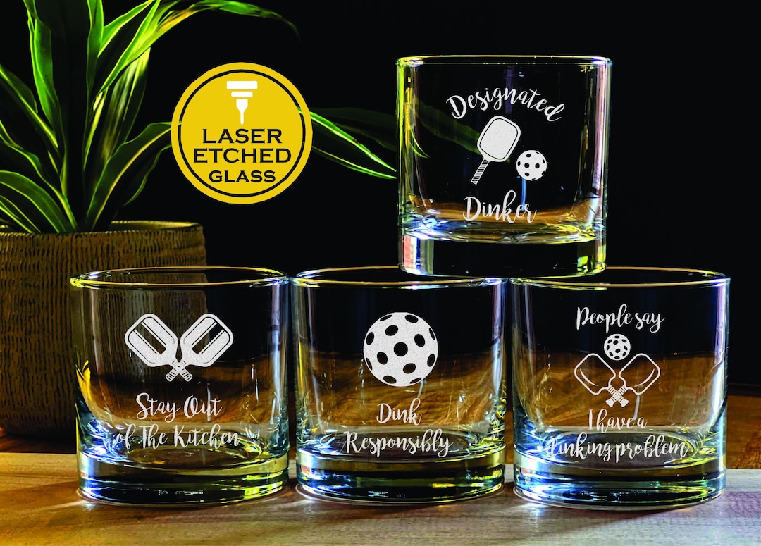 Pickleball Gift Idea - Pickleball Whiskey Glasses - Pickleball Glass ...