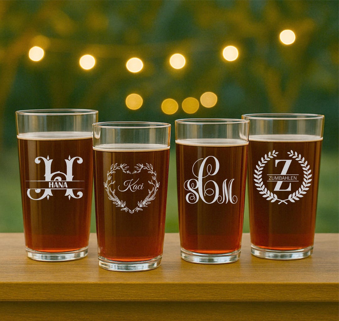 Monogrammed Glass: Laser Engraved Personalized Beer, Wine, Whiskey ...