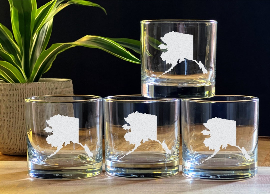 Any State Glass - Alaska Whiskey Glass - US State Glass - State Glasses ...