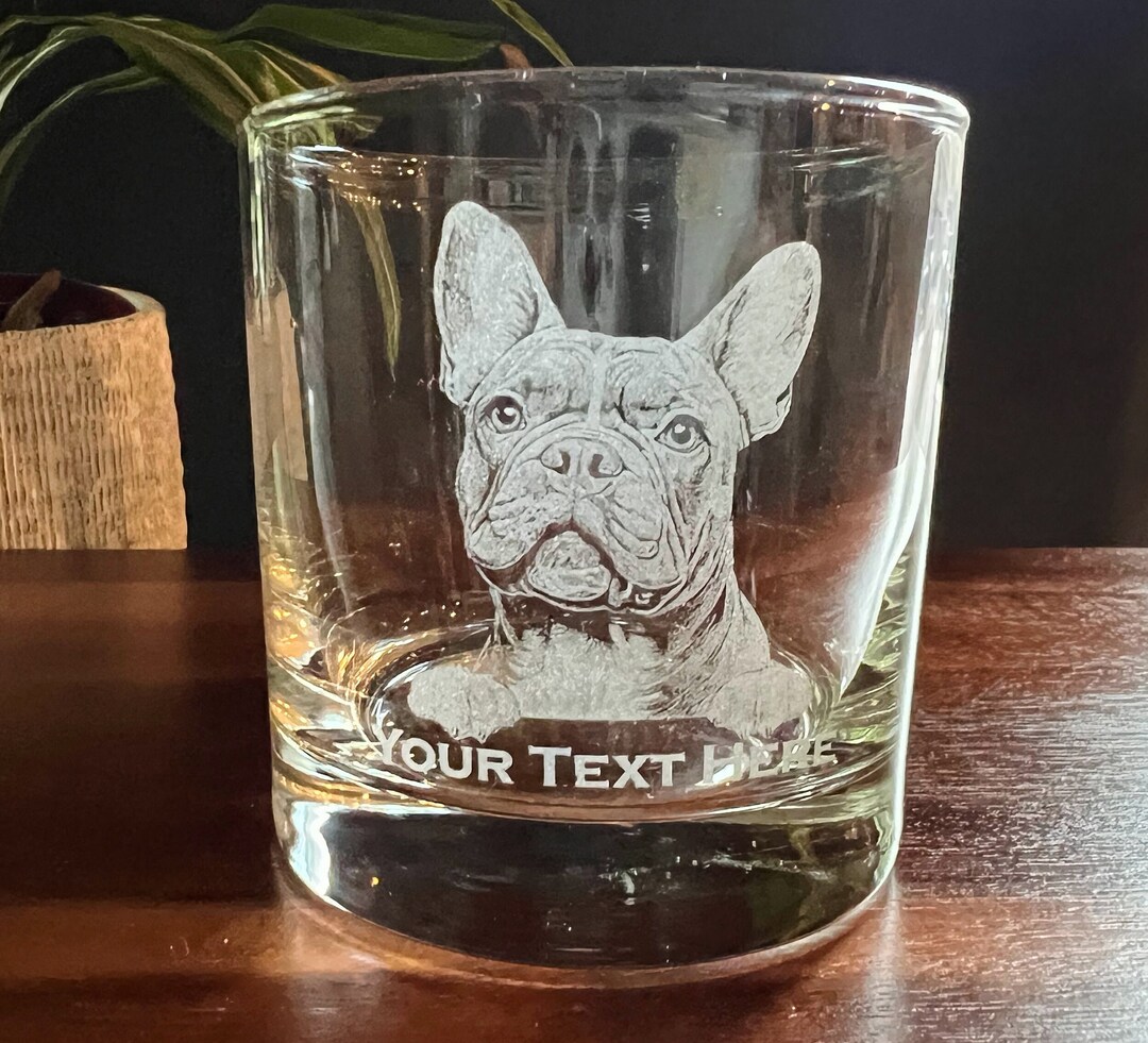 French Bulldog Etched Whiskey Glass - Frenchie Gift Ideas - Engraved ...
