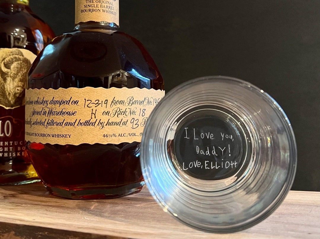 Handwriting on Bottom of Rocks Glass Secret Message Rocks Glass Engrave ...