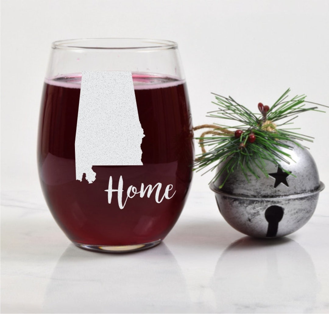 Alabama Wine Glass US State Glass Any State Wine Glasses Alabama Themed ...