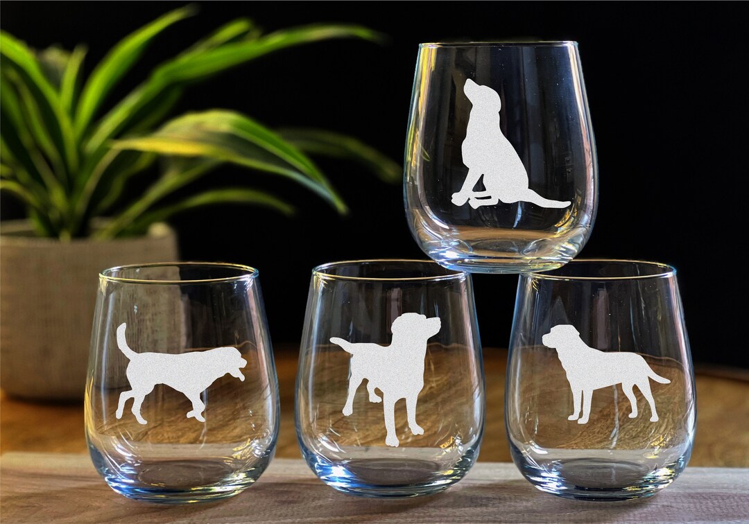 Set of 4 Etched Labrador Wine, or Whiskey or Pint Glass - Gift for ...