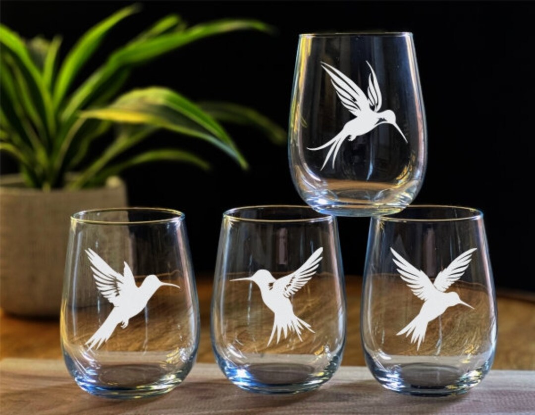 Decorative Hummingbird Silhouette Glasses - Hummingbird Wine Glass ...