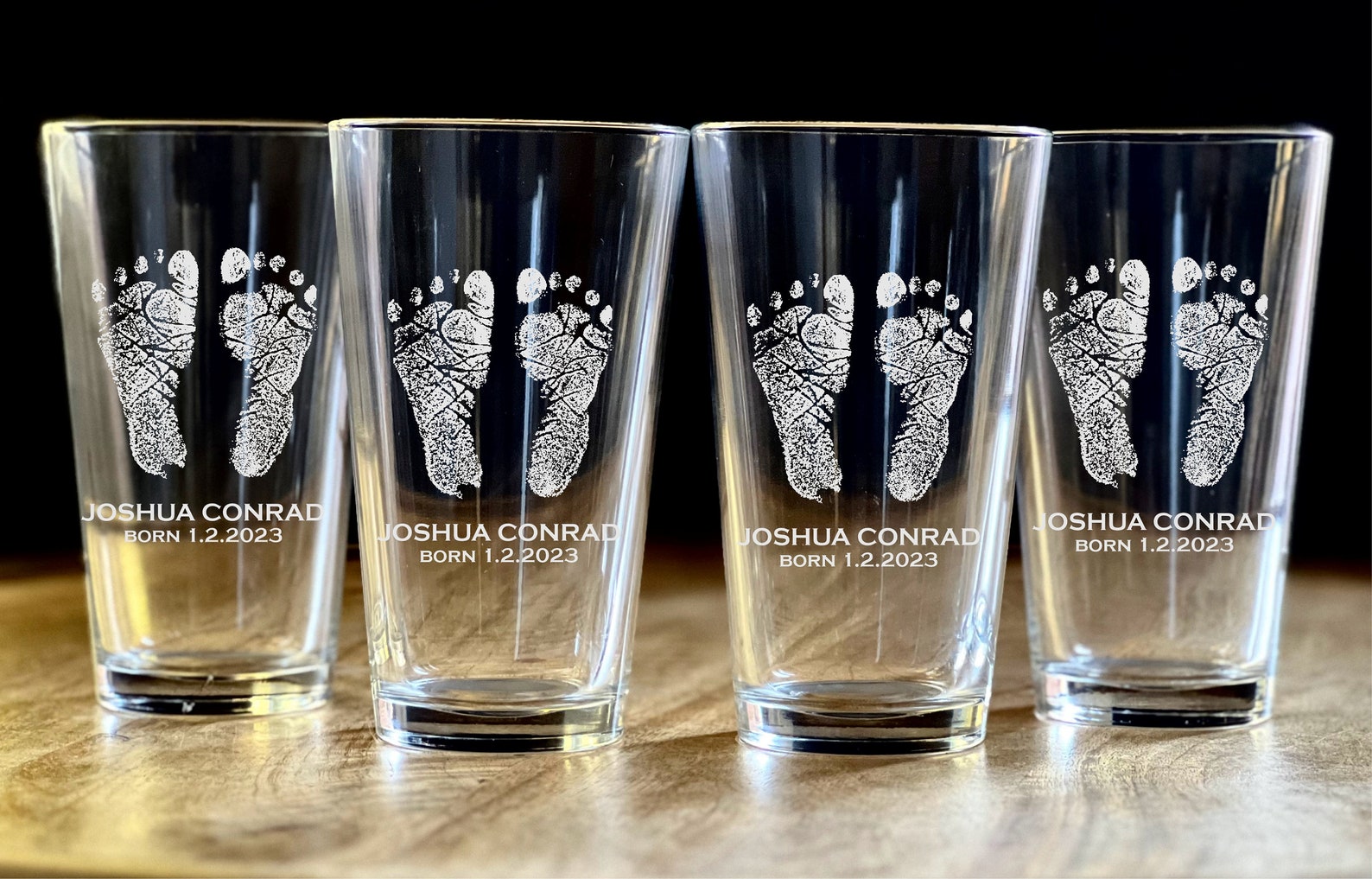 Baby Footprints Engraved Baby Footprints Glass - Etsy