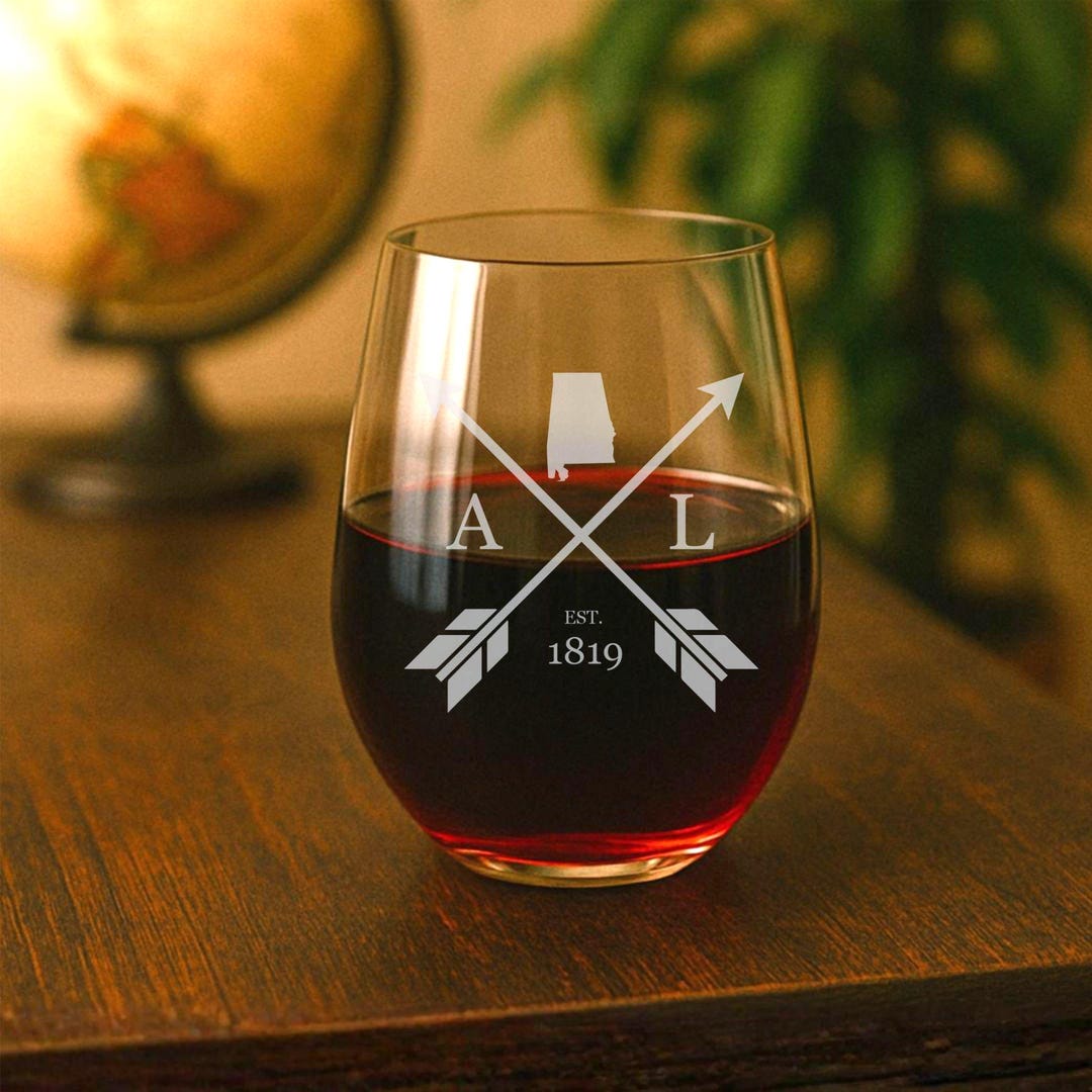 Alabama Wine Glass - US States Glassware - Mix and Match - Etsy