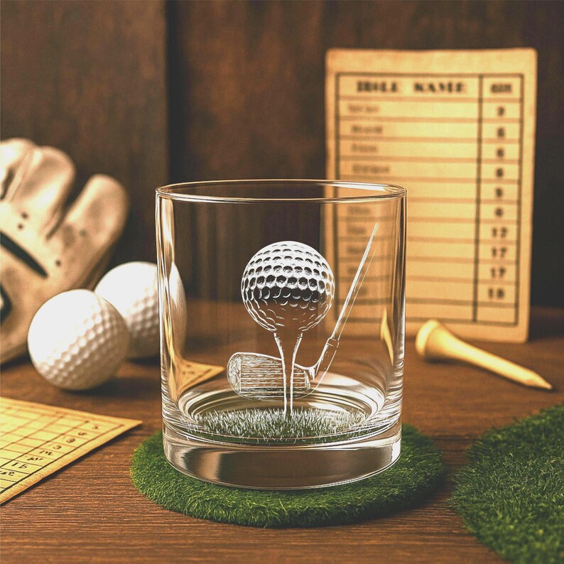 Etched Golf Whiskey Glass: Father's Day Gift - Golfer Gift - Etsy