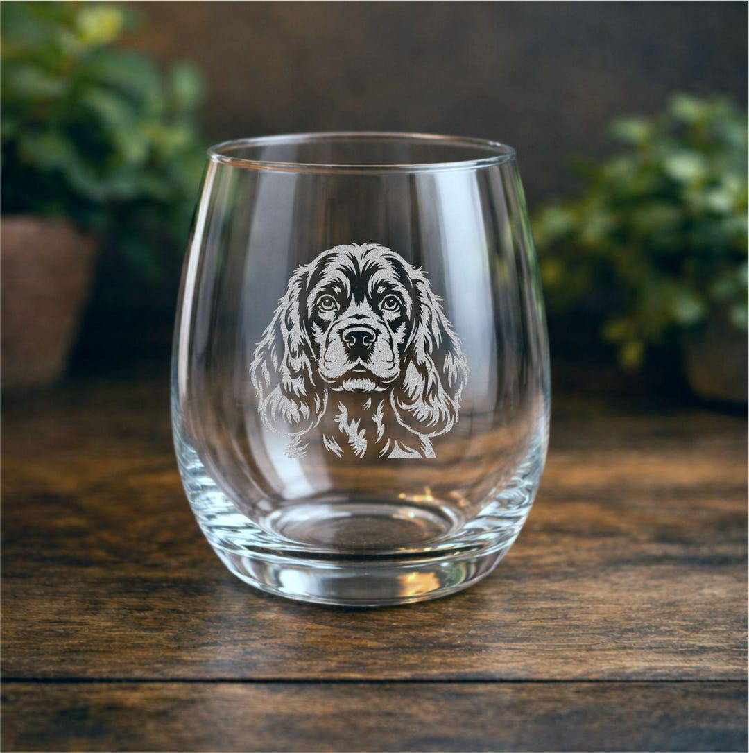 Cocker Spaniel Wine Glass - Laser Engraved Multiple Glass Options - Etsy