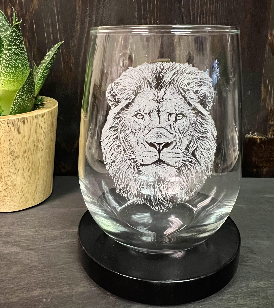 Lion / Safari Glassware - Laser Engraved - Lion Wine Glass - Lion ...