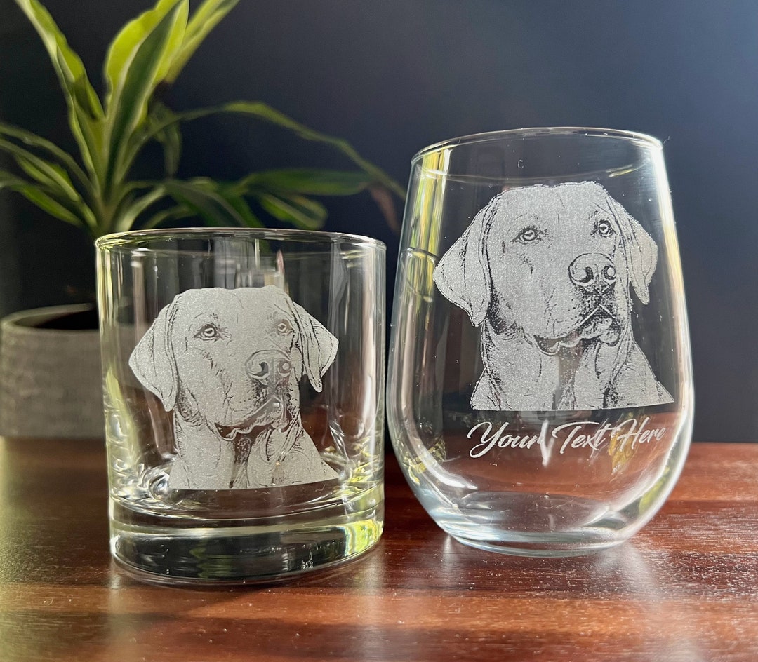 Labrador Wine Glass Photo on Wine Glass Labrador Engraved Portrait ...