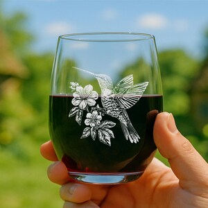 Engraved Hummingbird Wine Glass: Unique Nature Lover Gift - Etsy