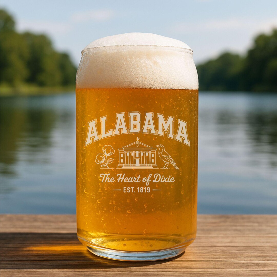 Alabama Beer Can Glass - US States Glassware - Etsy