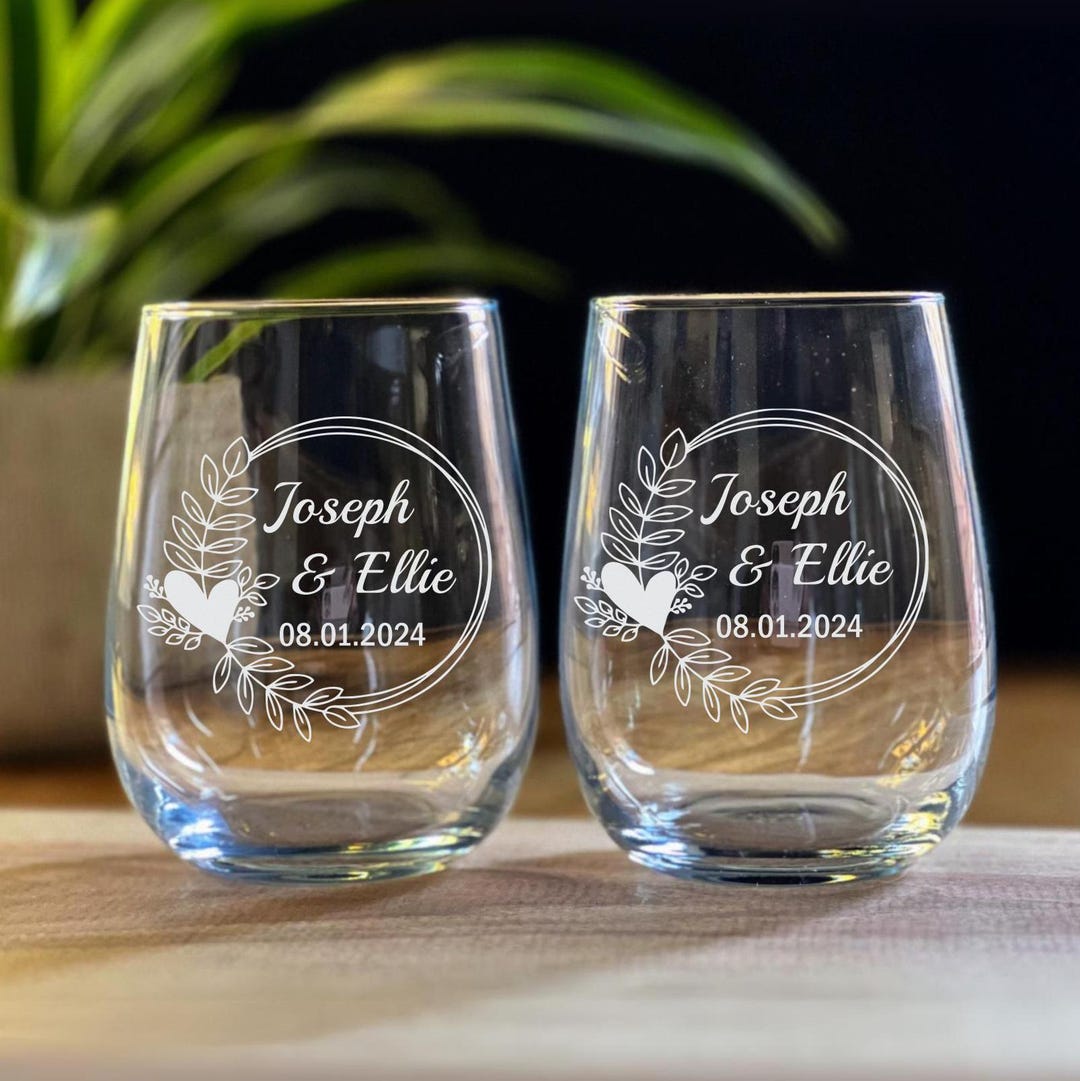 Wedding Wine Glass - Floral Design - Bulk Buy - Personalize Your Own ...