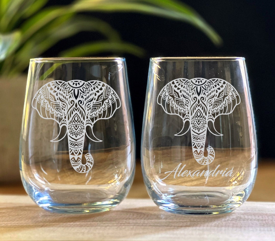 Mandala Elephant Wine Glass, Elephant Whiskey Glass, Elephant Pint ...