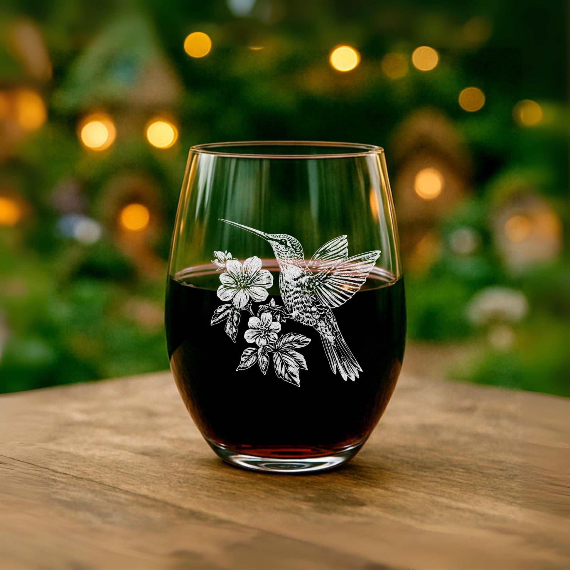 Engraved Hummingbird Wine Glass: Unique Nature Lover Gift - Etsy