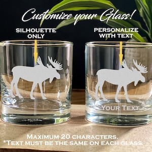 Moose Cup - Set of 4 MOOSE Glasses - ETCHED Whiskey, Pint, Wine ...
