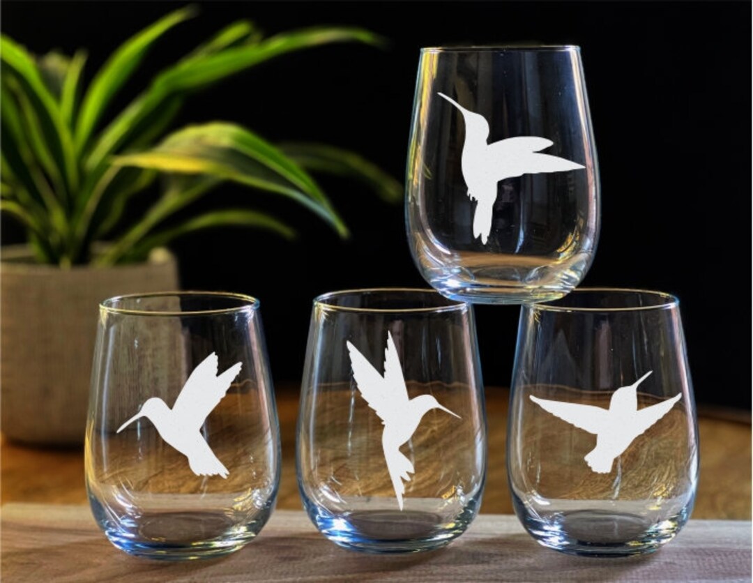 Hummingbird Silhouette Glasses Hummingbird Wine Glass Hummingbird ...