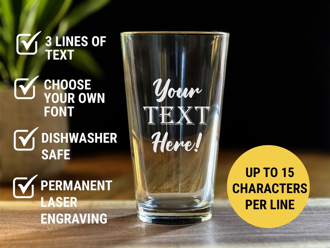 Personalized Glass Your Text Goes Here LASER ENGRAVED Custom Text on ...