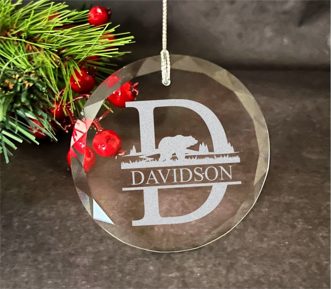 Bear Themed Monogram Ornament Mountain Ornament Monogram - Etsy