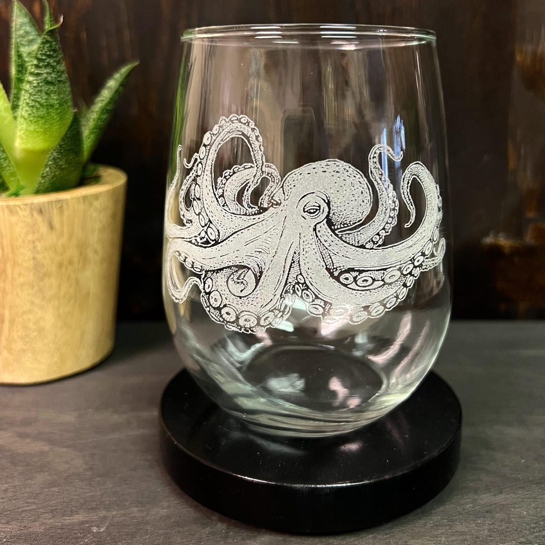 Laser Engraved Octopus Glass – Hand Drawn Ocean Drinkware - Etsy