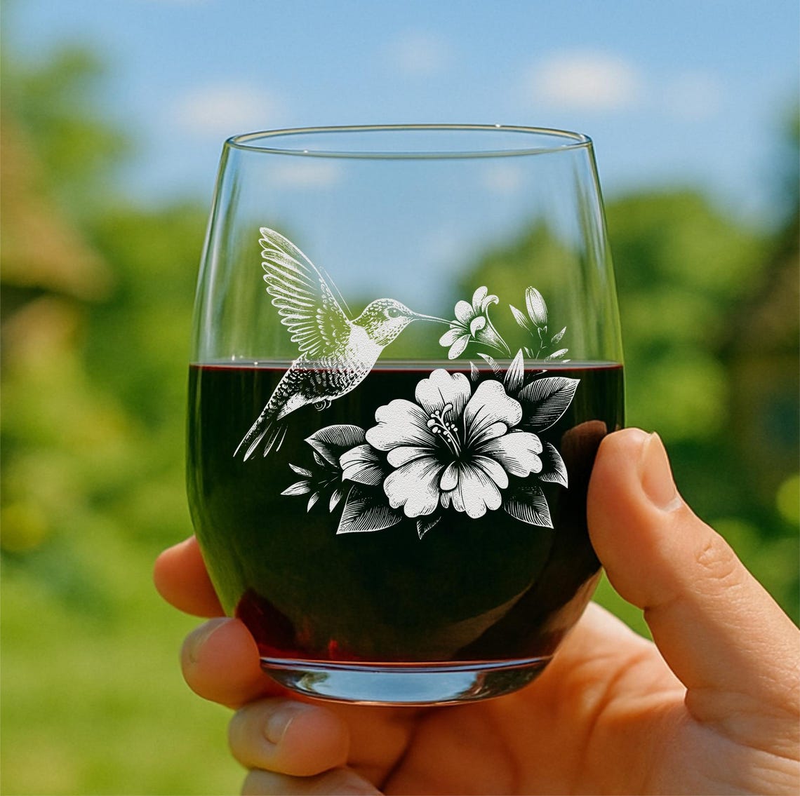 Engraved Hummingbird Wine Glass: Unique Nature Lover Gift - Etsy